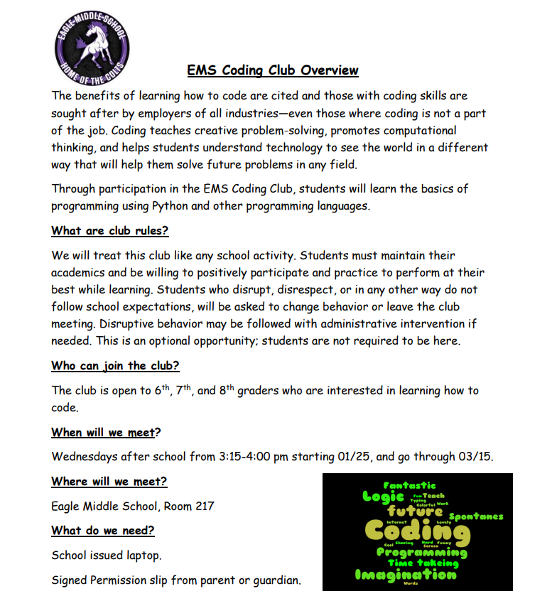 Coding Club | Eagle Middle