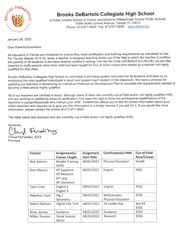 Academic Success | Brooks DeBartolo Collegiate High School