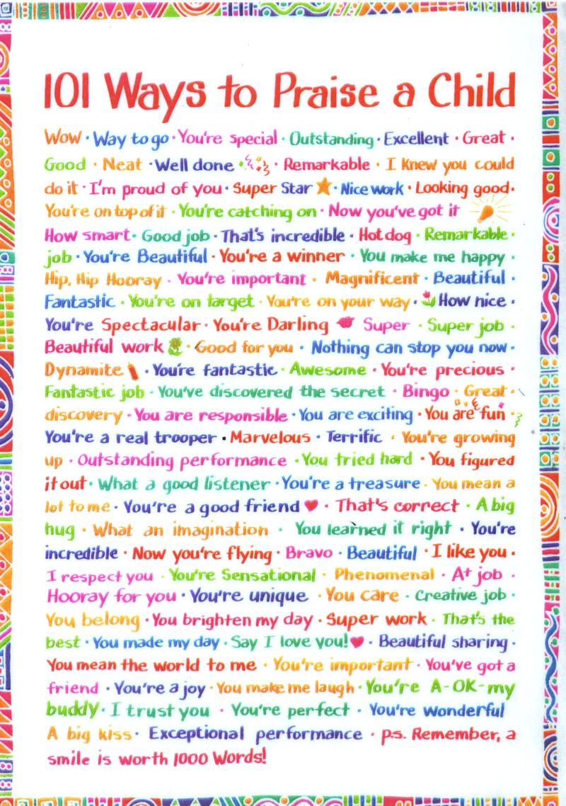101 Ways To Praise Your Child | Paul Harding Junior High School