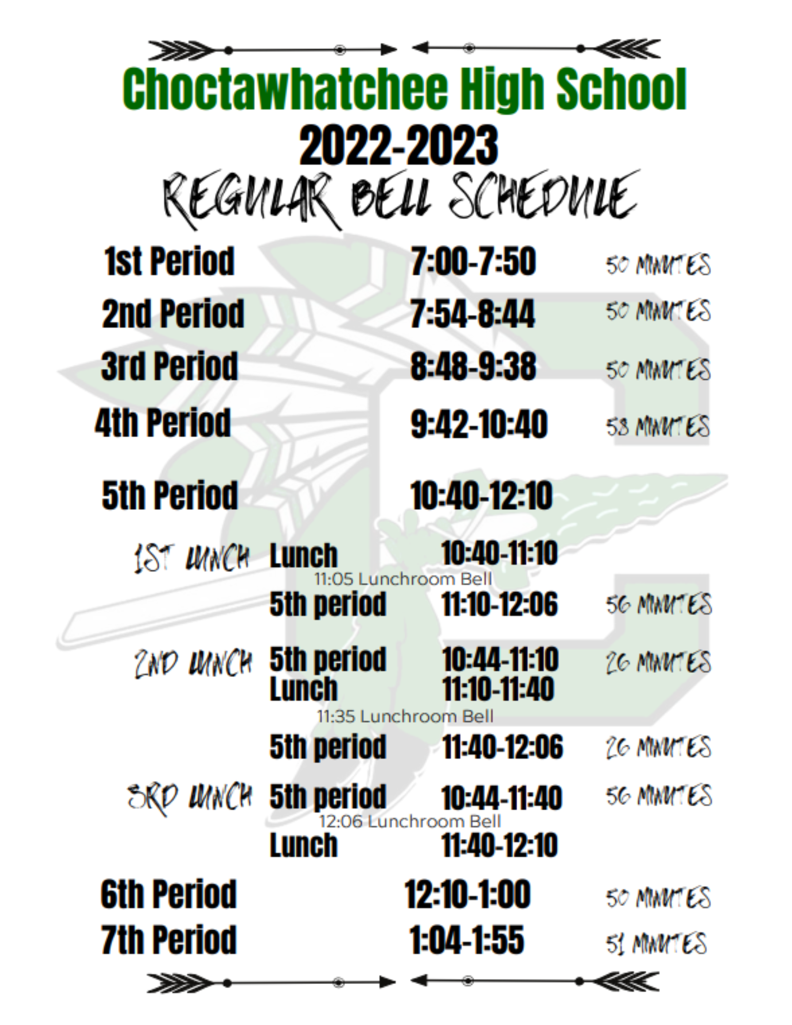 Bell Schedules Choctawhatchee High School