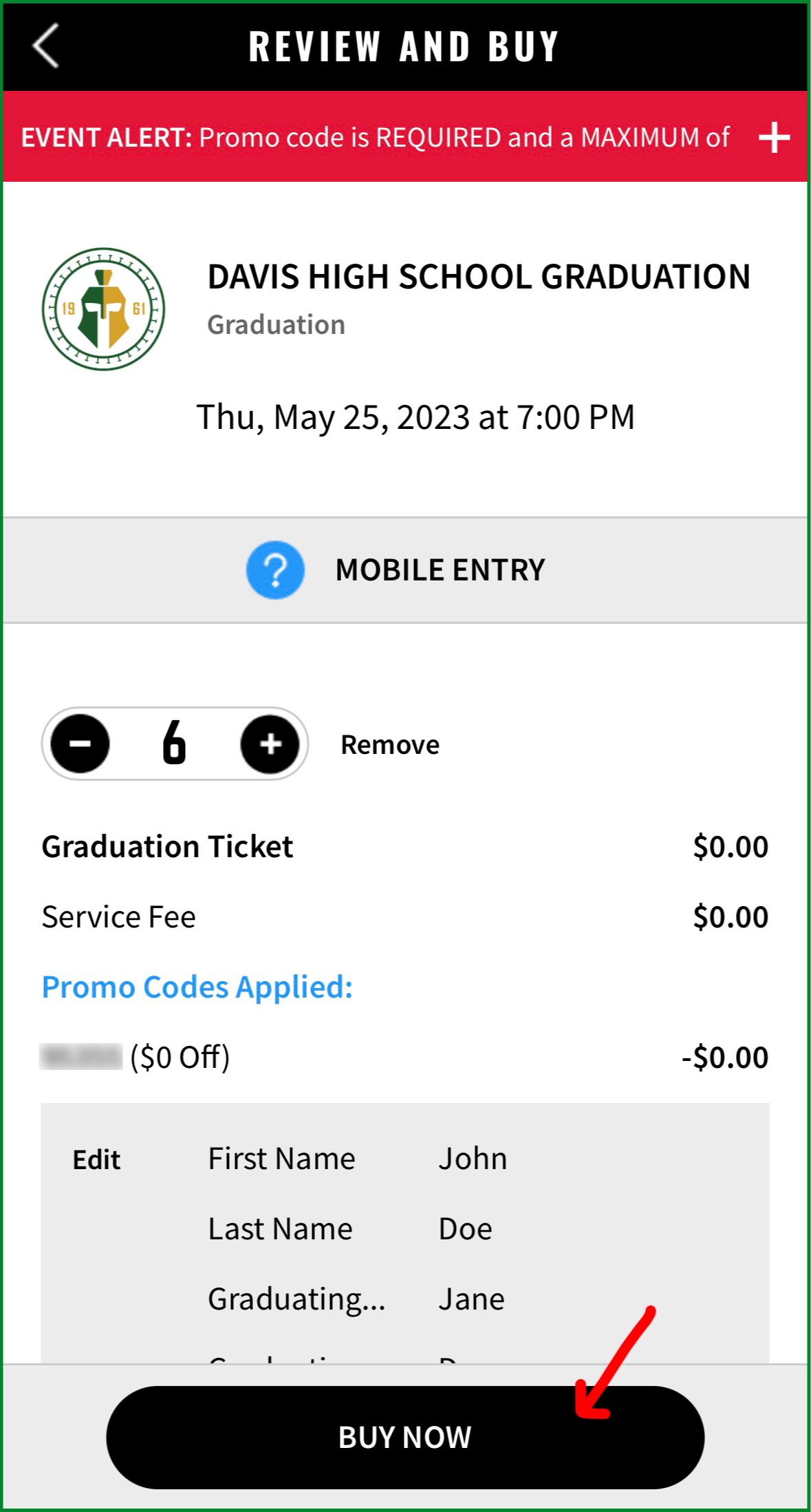 Graduation Tickets | Grace M. Davis High School