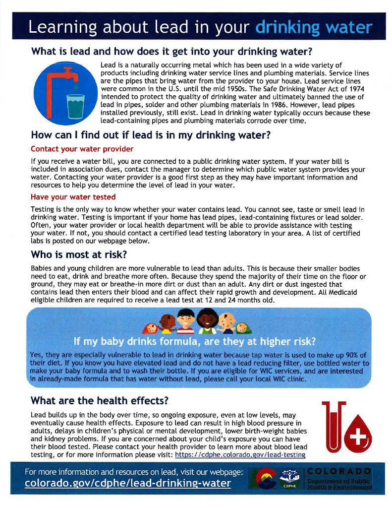 Learning about lead in your drinking water | Granada School RE-1