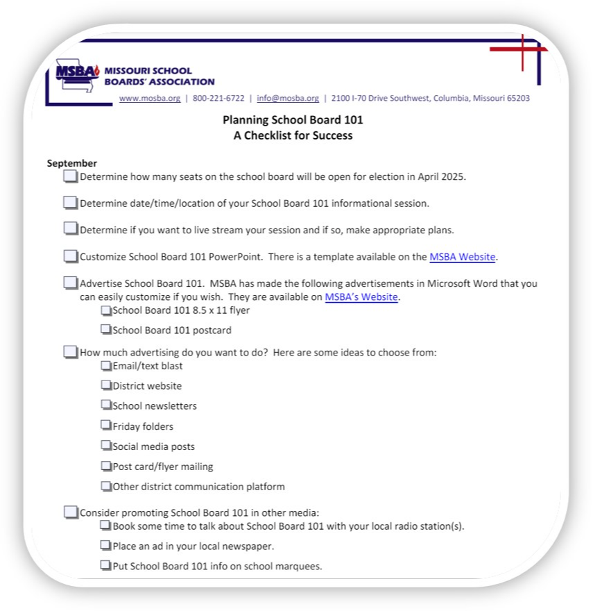 School Board 101 Resources | Missouri School Boards' Association