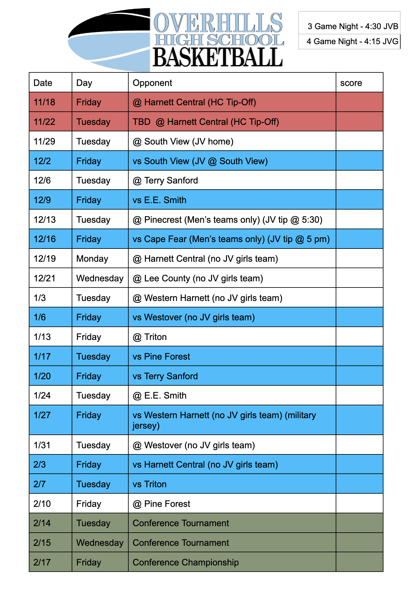 Men's Basketball | Overhills High School