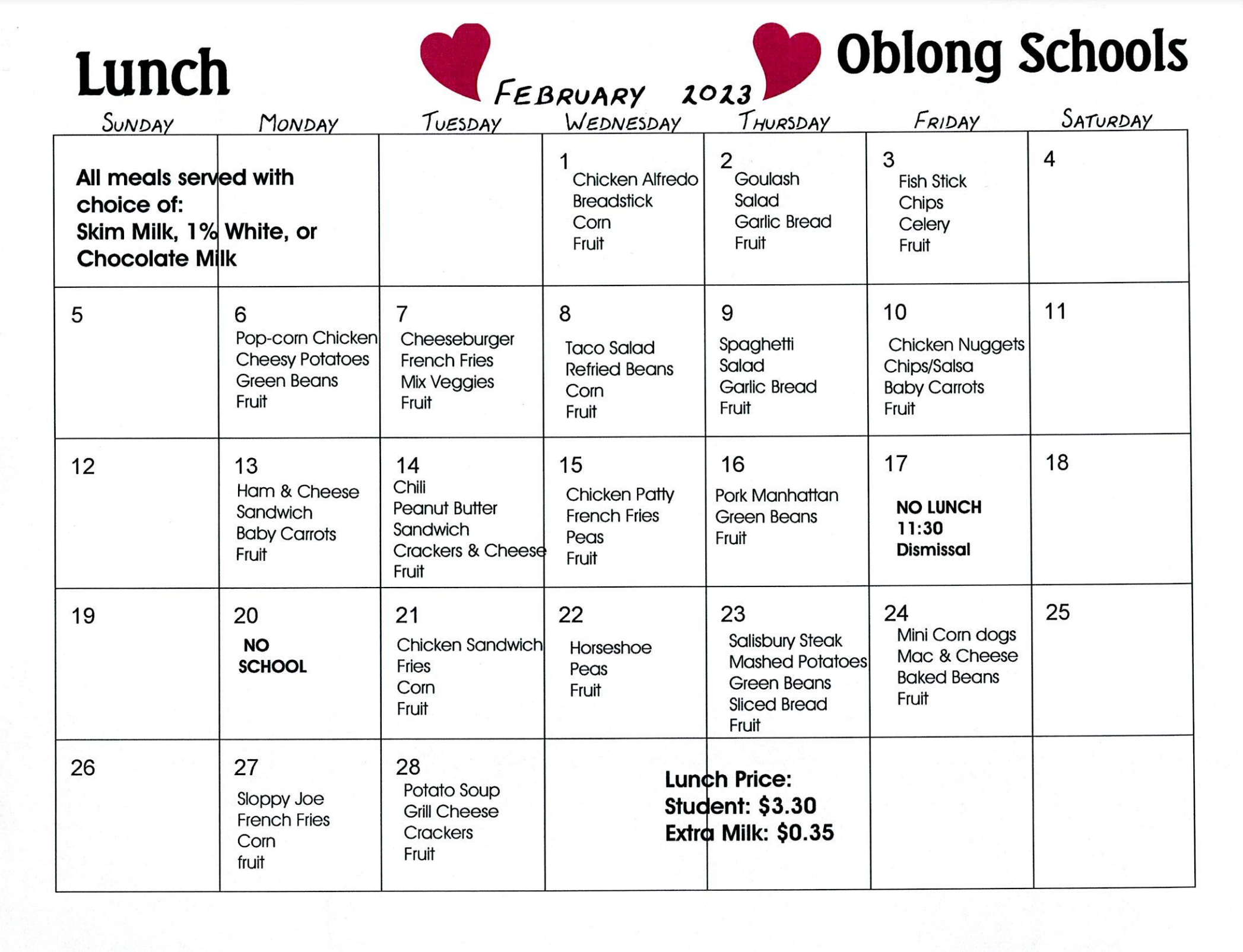 Cafeteria Menus | Oblong CUSD #4