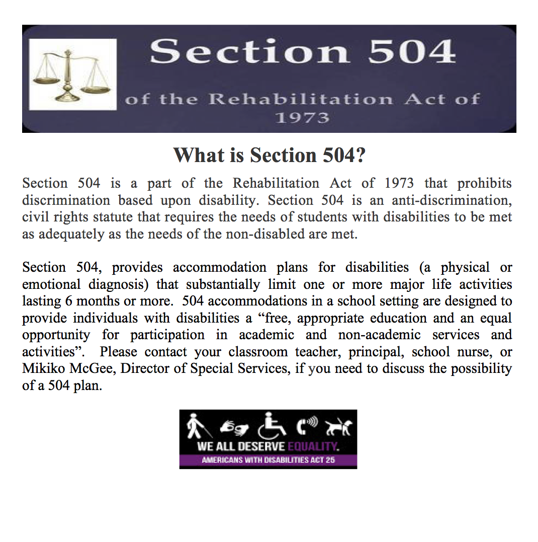 Section 504 Accommodation Plans LYME SCHOOL