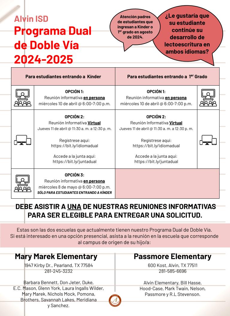 Two-Way Dual Language | Alvin Independent School District