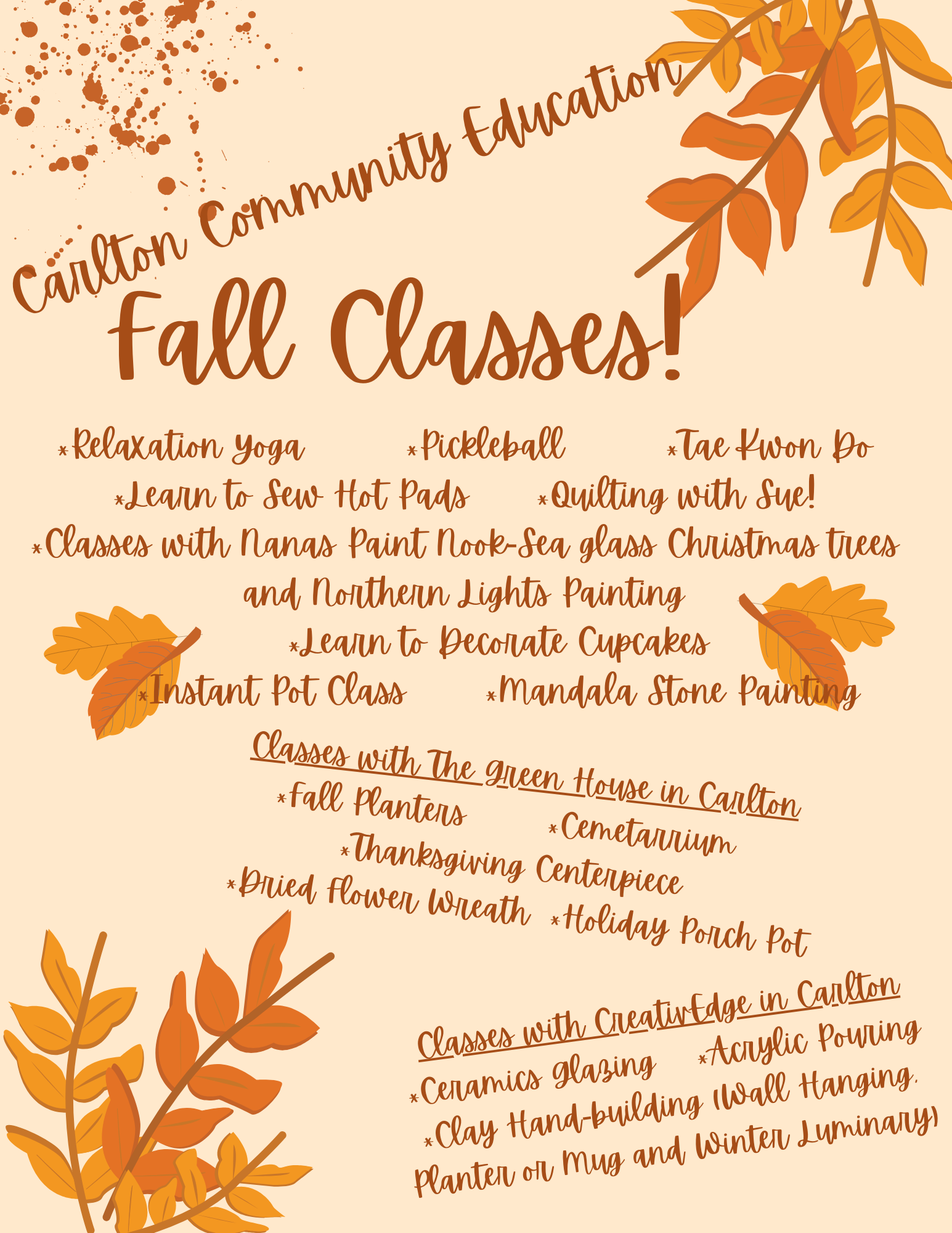 Community Education Classes | Carlton School District