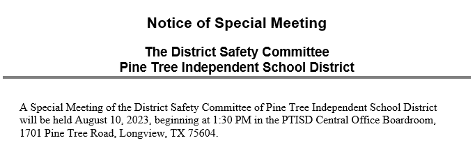Safety | Pine Tree ISD