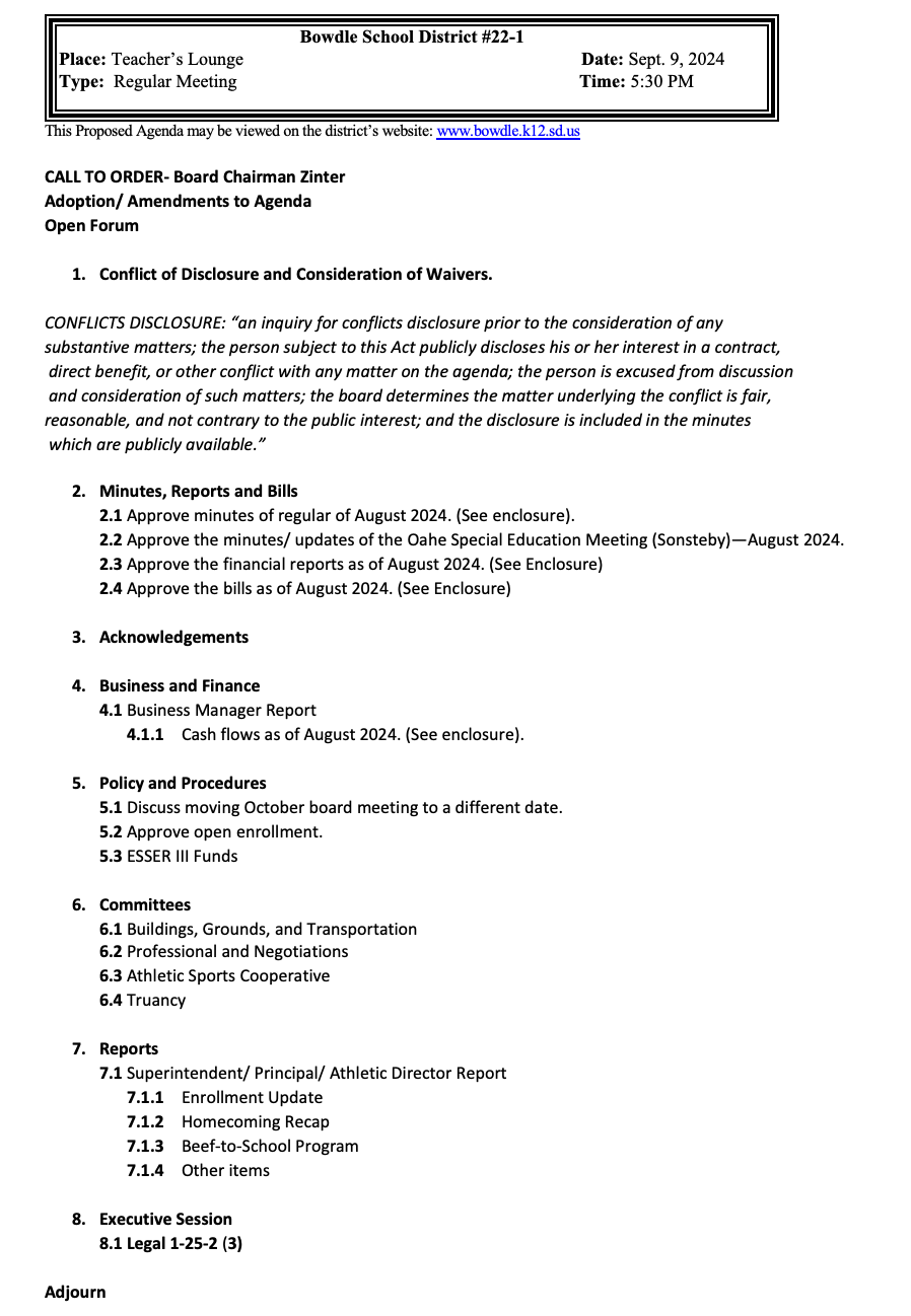 Board of Education | Bowdle School District