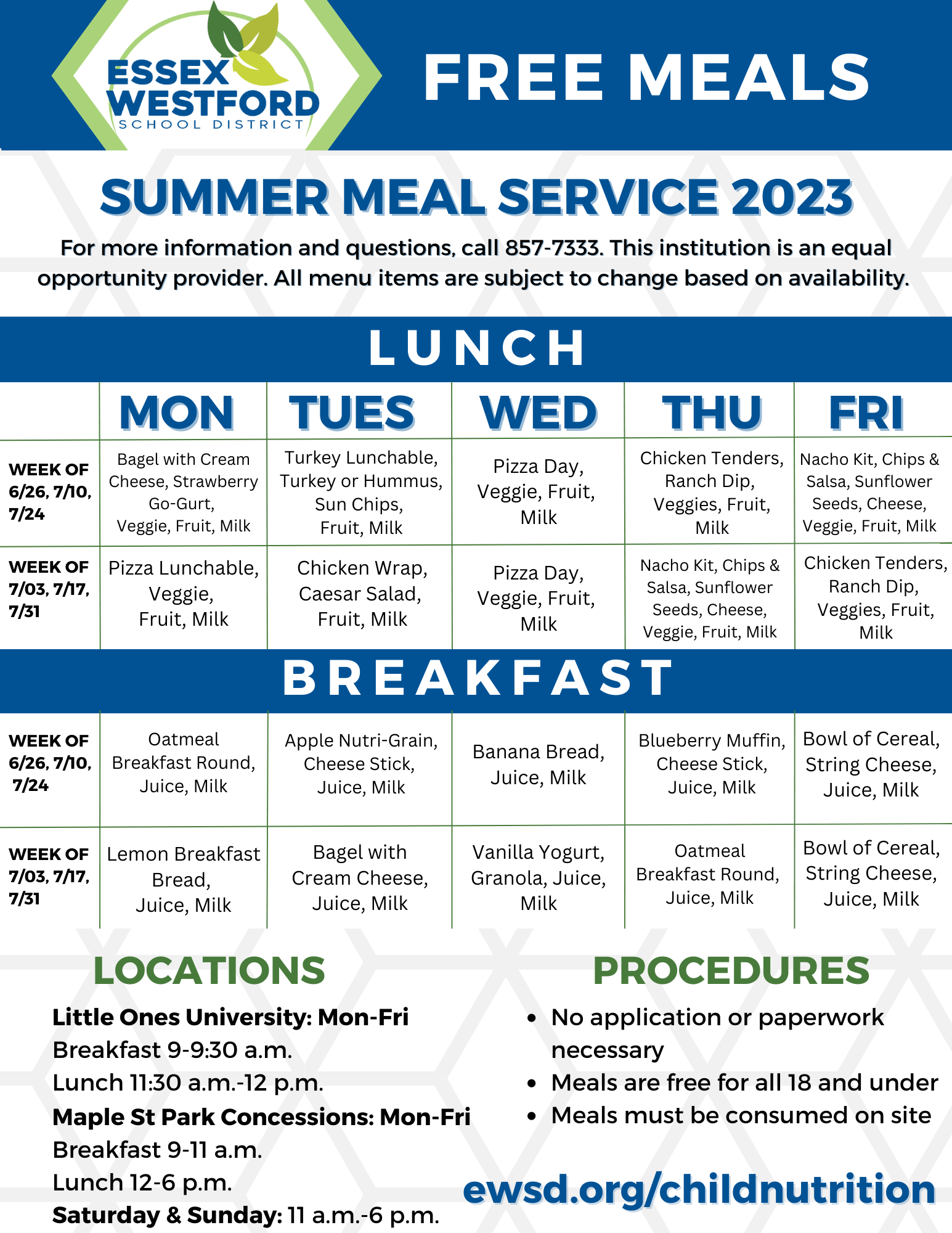 Child Nutrition | Essex Westford School District