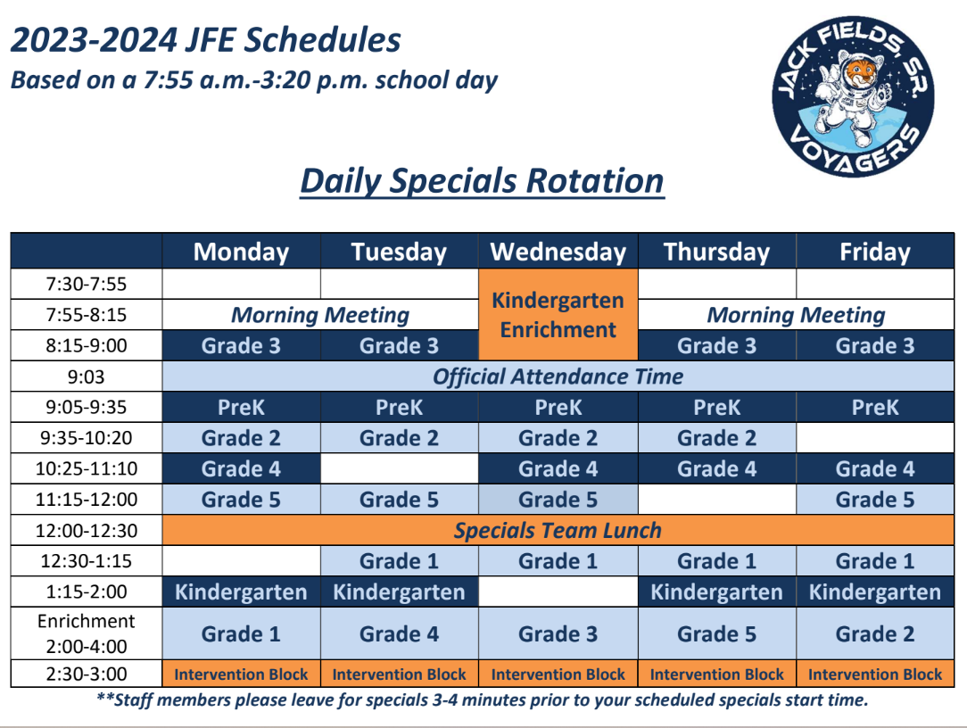 Specials | Jack M. Fields Sr. Elementary School
