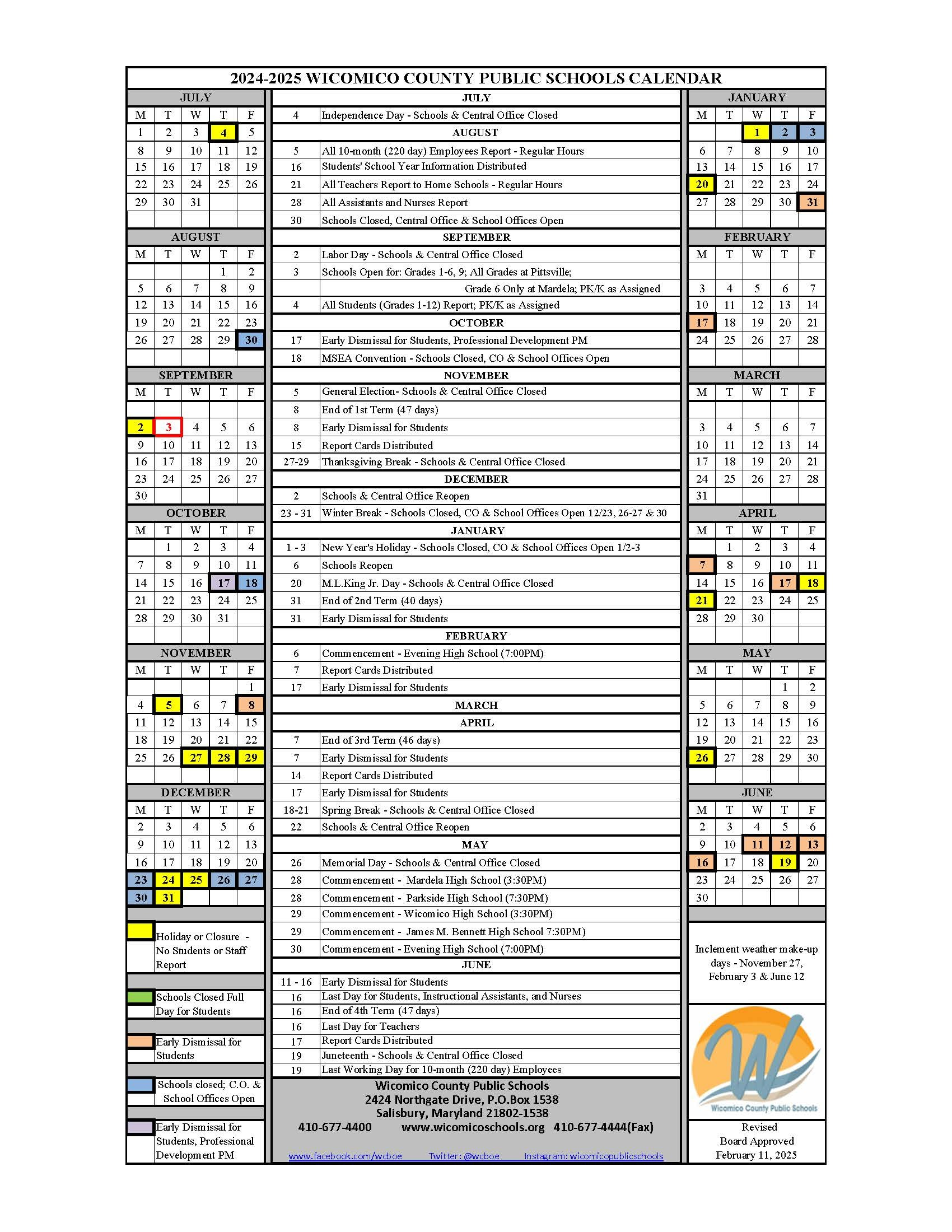 Calendars | Wicomico County Public Schools