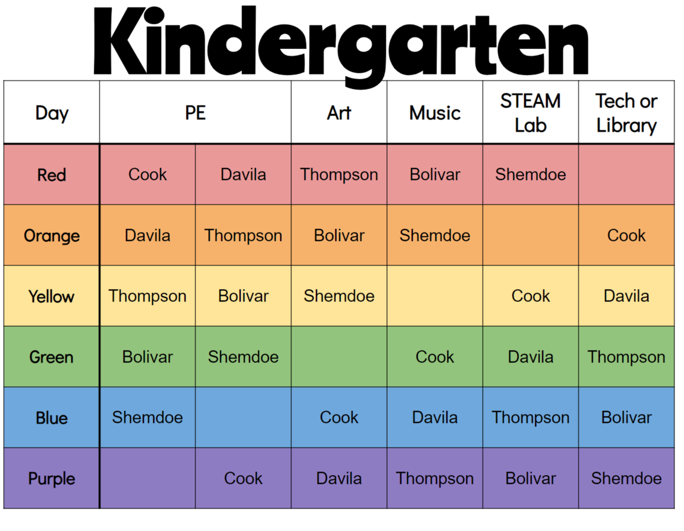 Kindergarten | Park Lakes Elementary School
