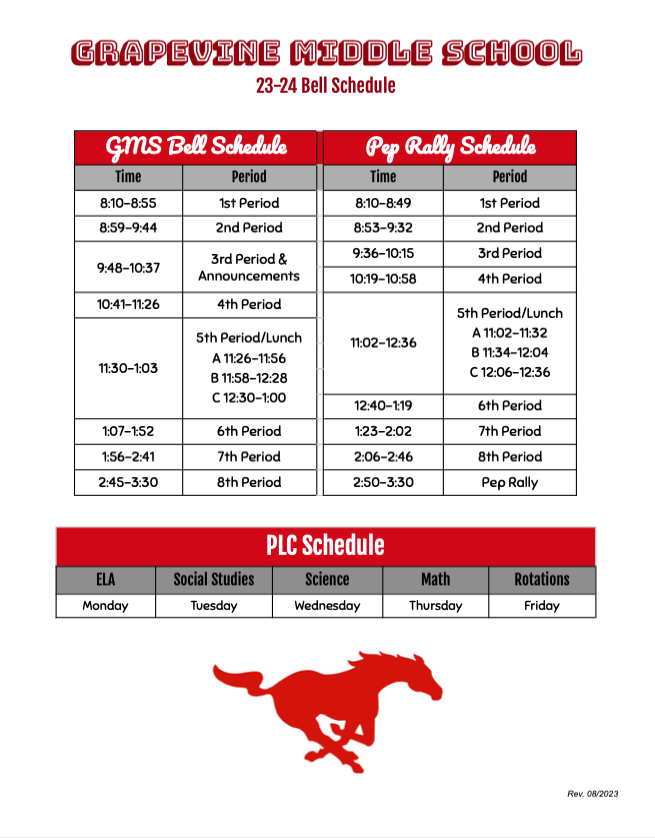 Bell Schedule | Grapevine Middle School