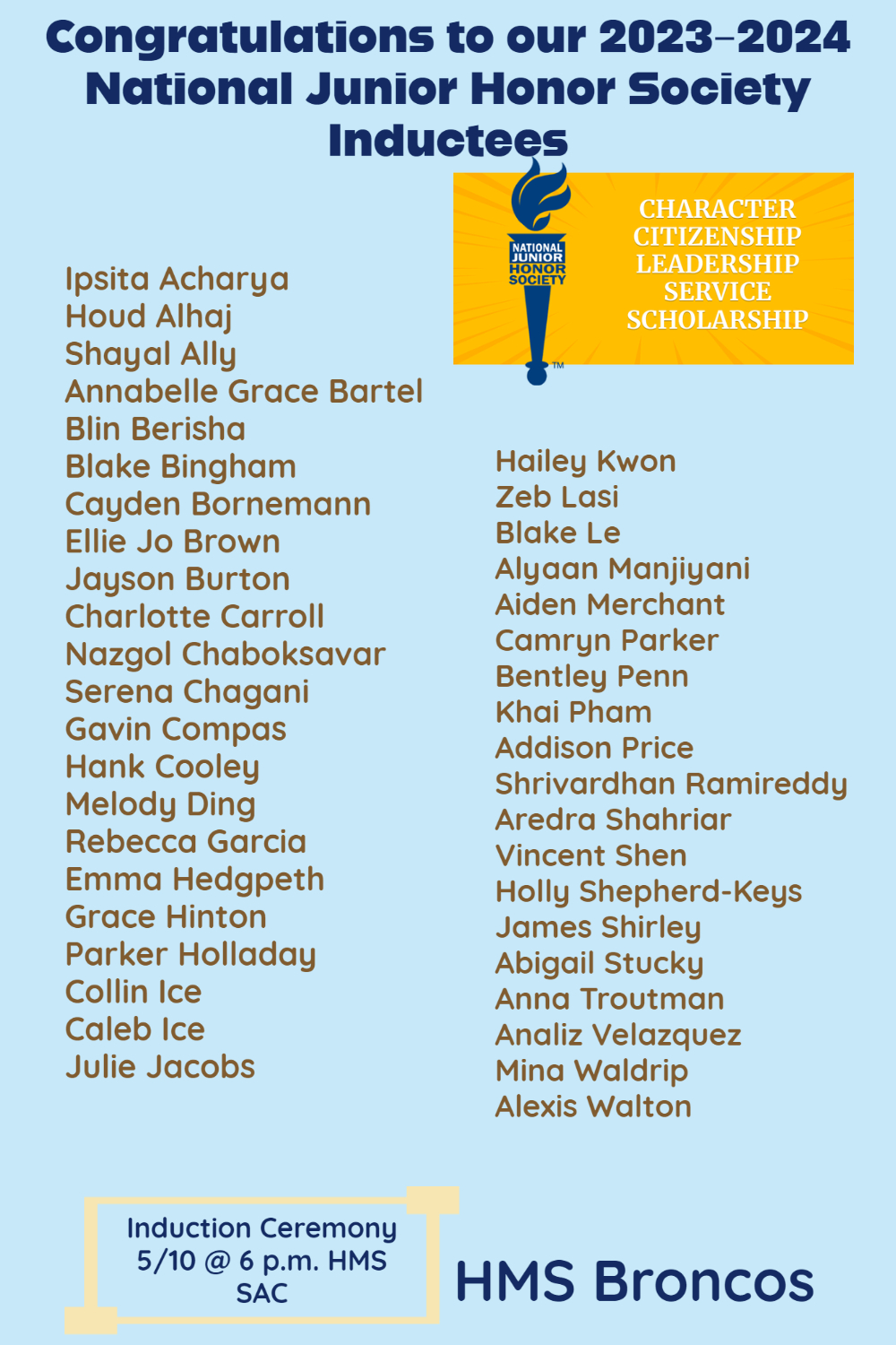 National Junior Honor Society | Heritage Middle School