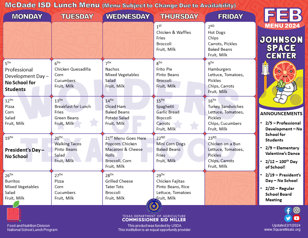 Child Nutrition | McDade ISD