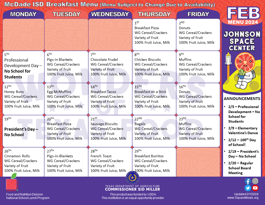 Child Nutrition | McDade ISD