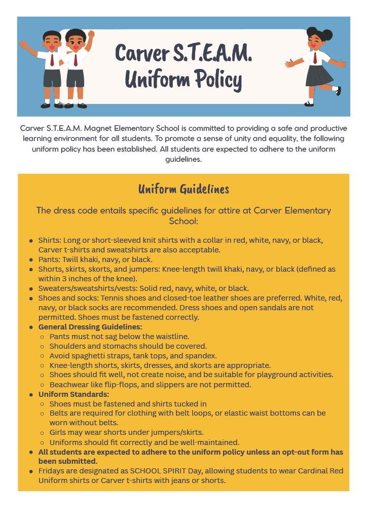 Carver STEAM Magnet Uniform Policy | Carver STEAM Magnet Elementary