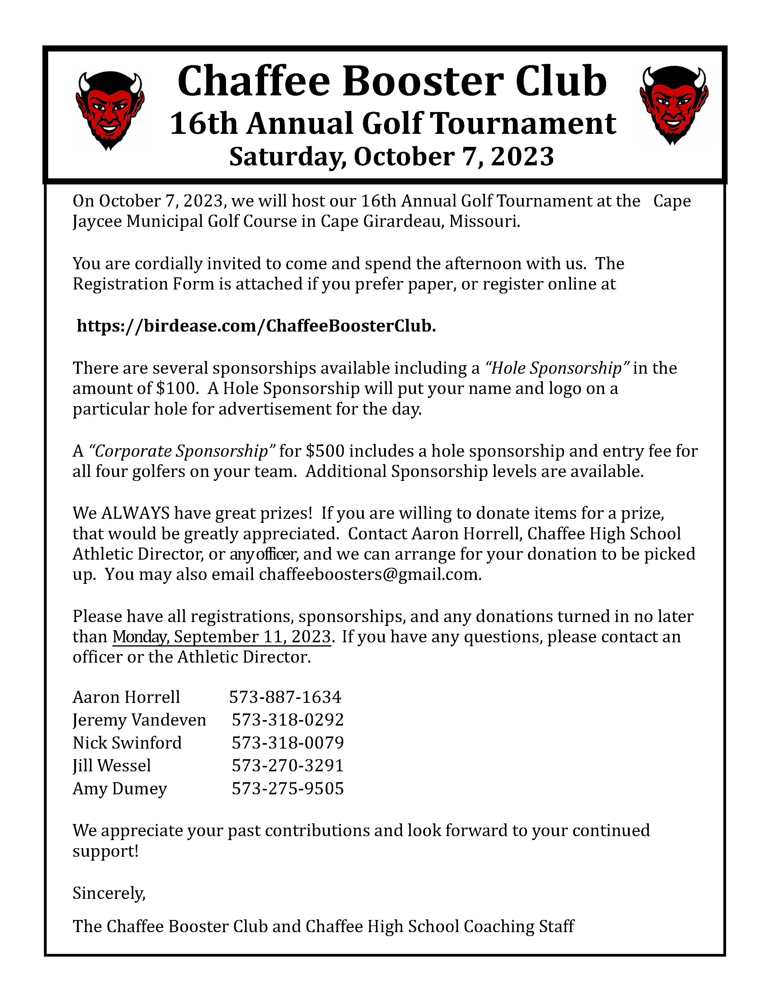 Booster Club | Chaffee R-2 School District