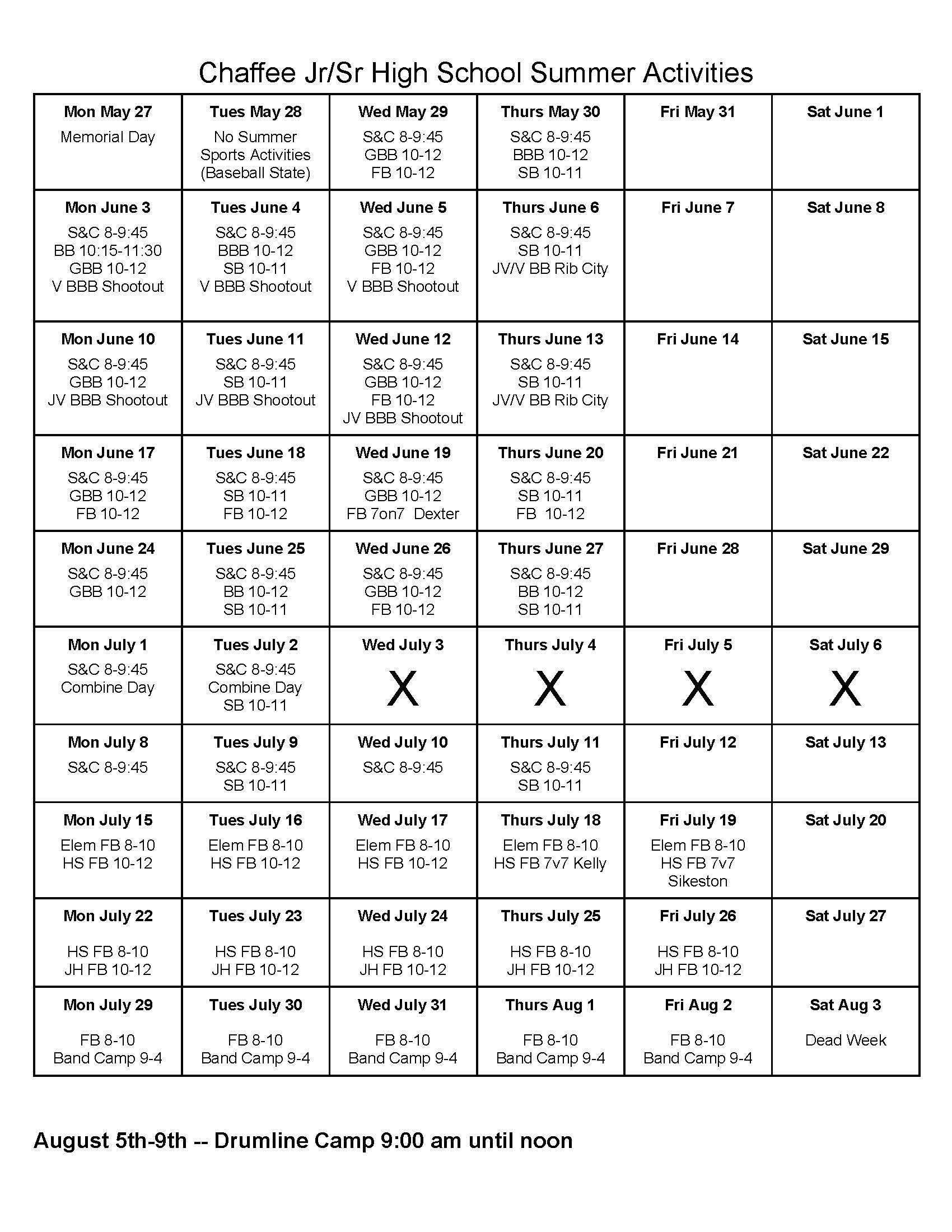 Athletic Announcements (Game Schedules) | Chaffee R-2 School District