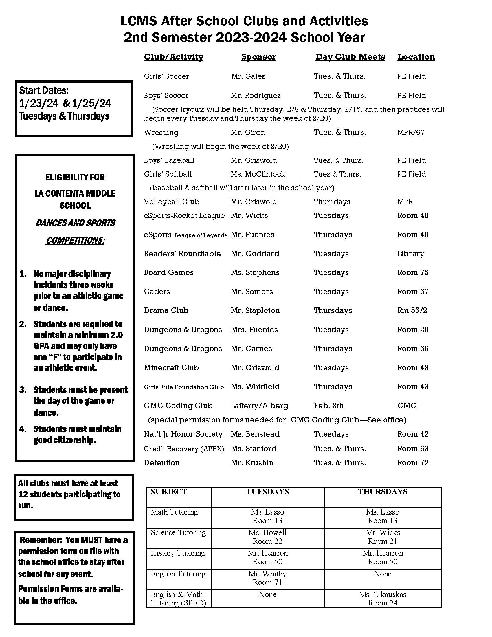 After School Activities | La Contenta Middle School