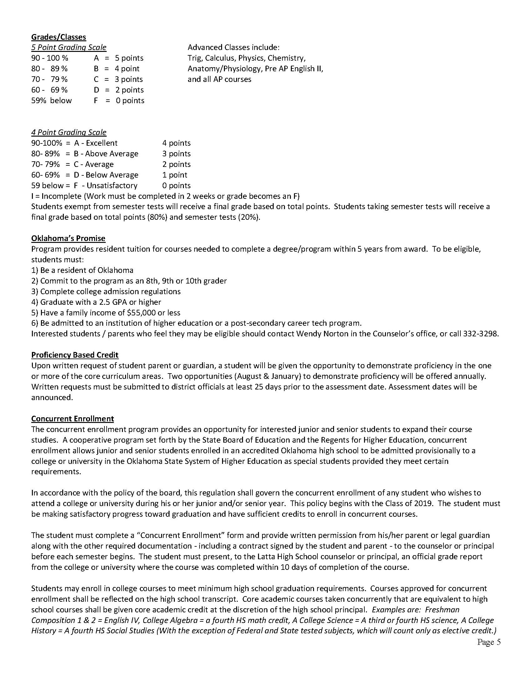 Middle &High School Student Handbook | Latta Public School