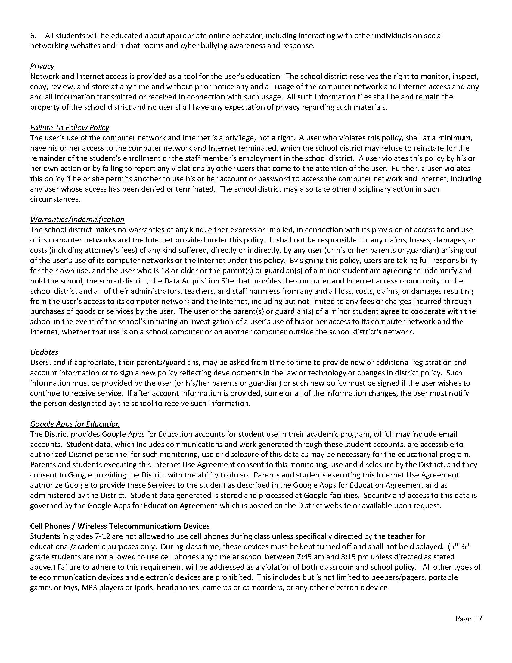 Middle &High School Student Handbook | Latta Public School