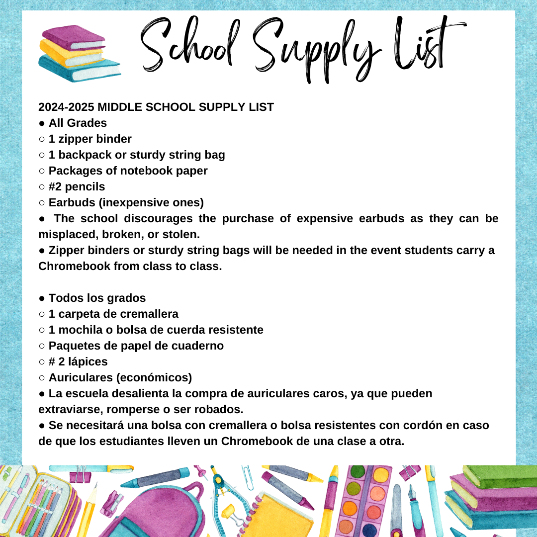 Supply List | BOB AND BETTY COURTWAY MIDDLE SCHOOL