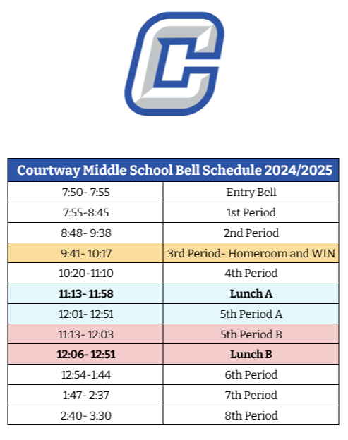 Daily Schedule | BOB AND BETTY COURTWAY MIDDLE SCHOOL