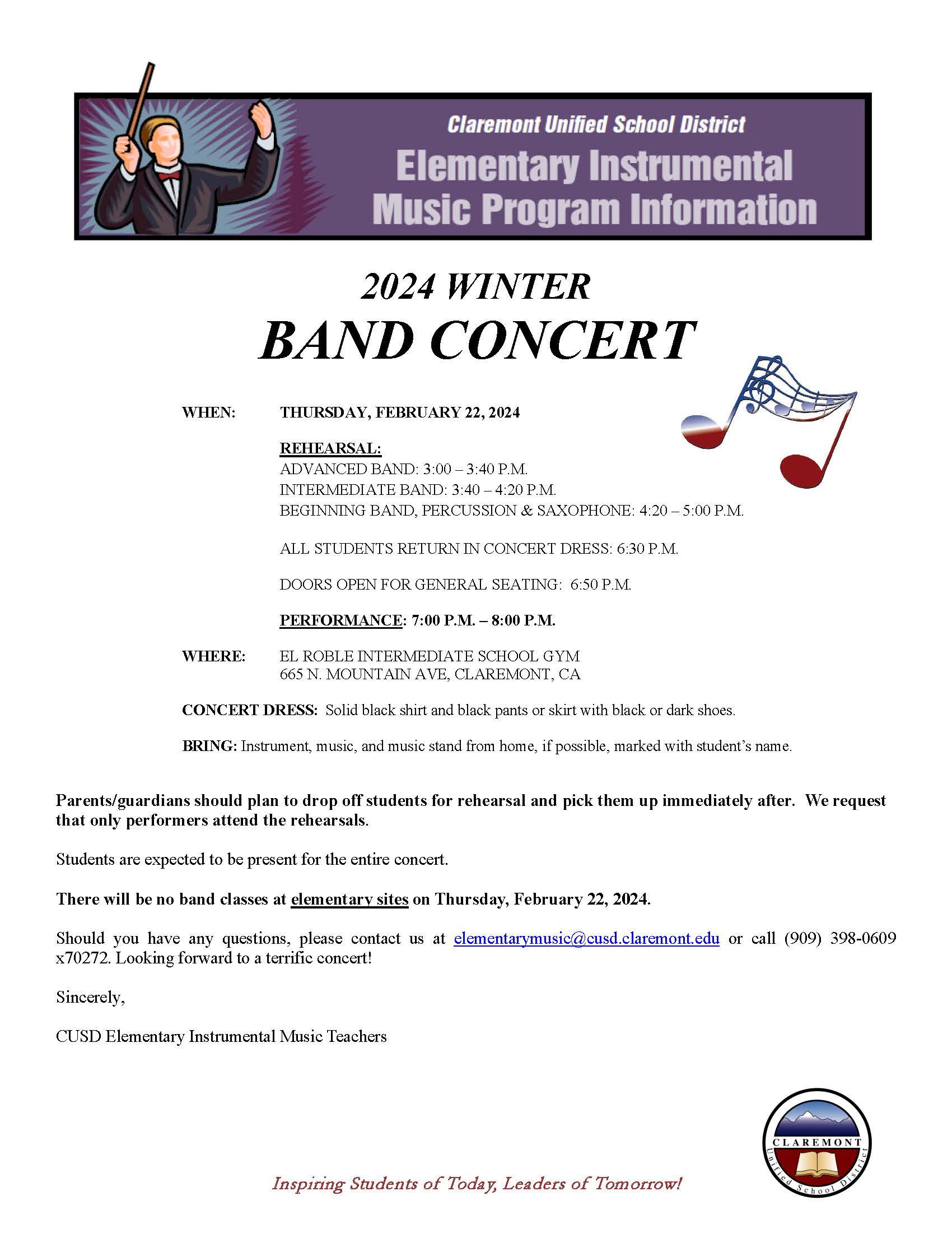 Elementary Instrumental Music Program | Claremont Unified School District