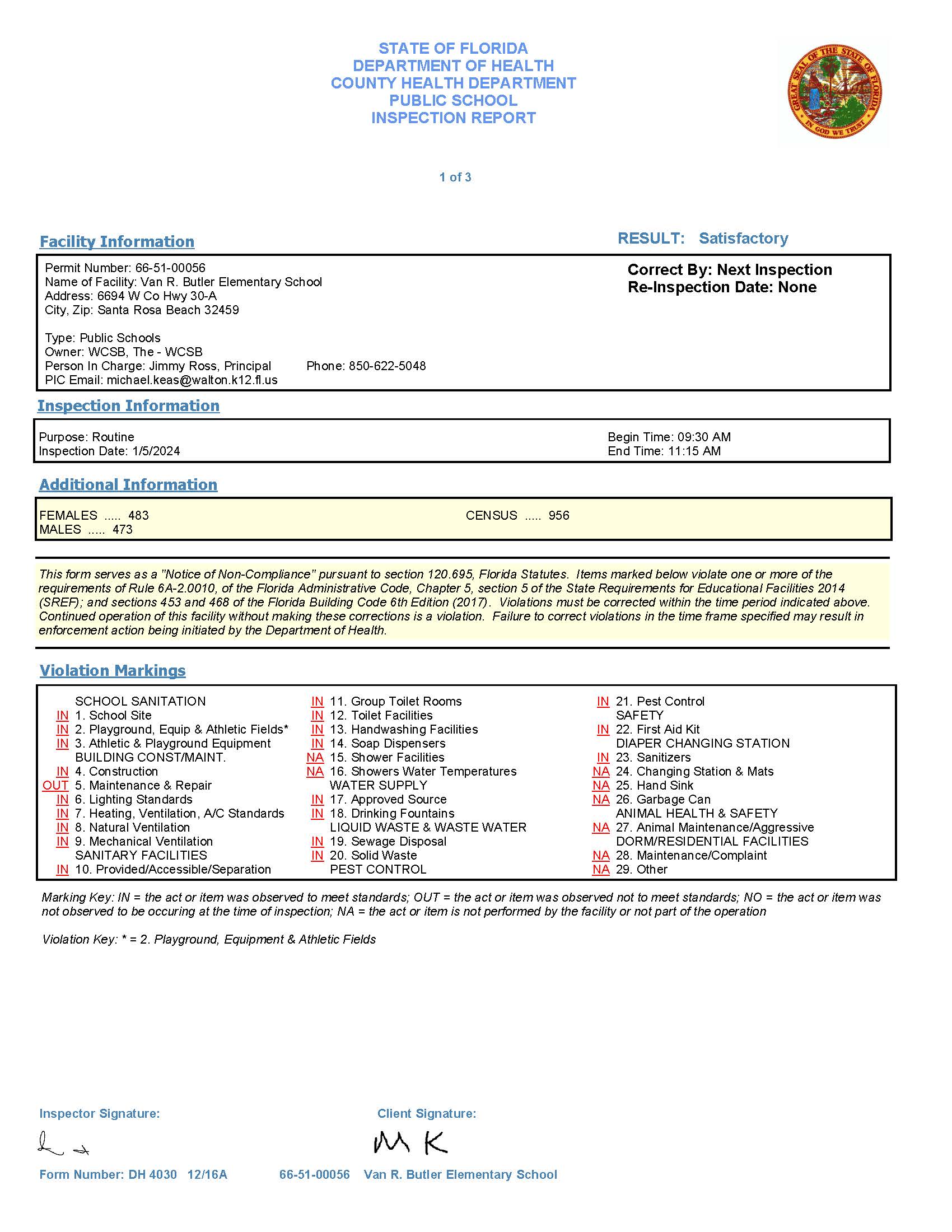 Annual Safety and DOH Reports | Van R. Butler Elementary School