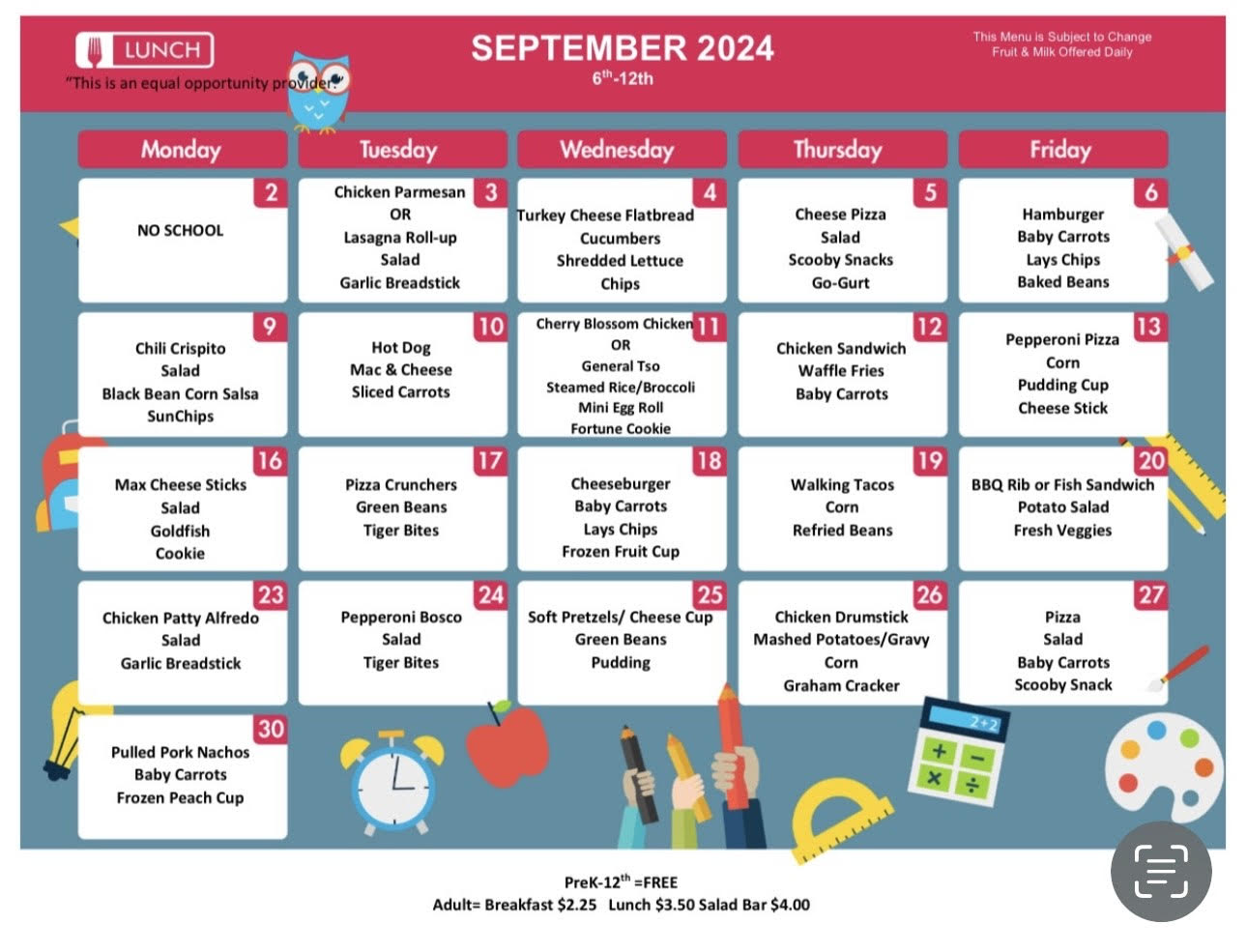 Crocker RII School District Cafeteria Menus