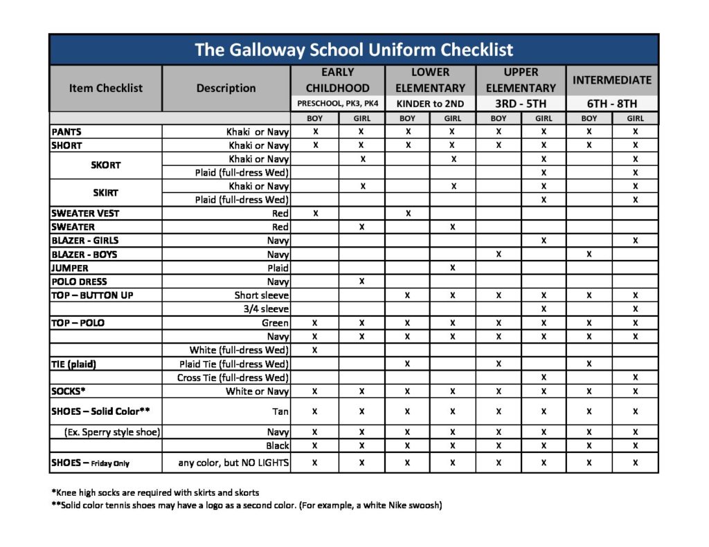 Dress Code & Uniforms | The Galloway School