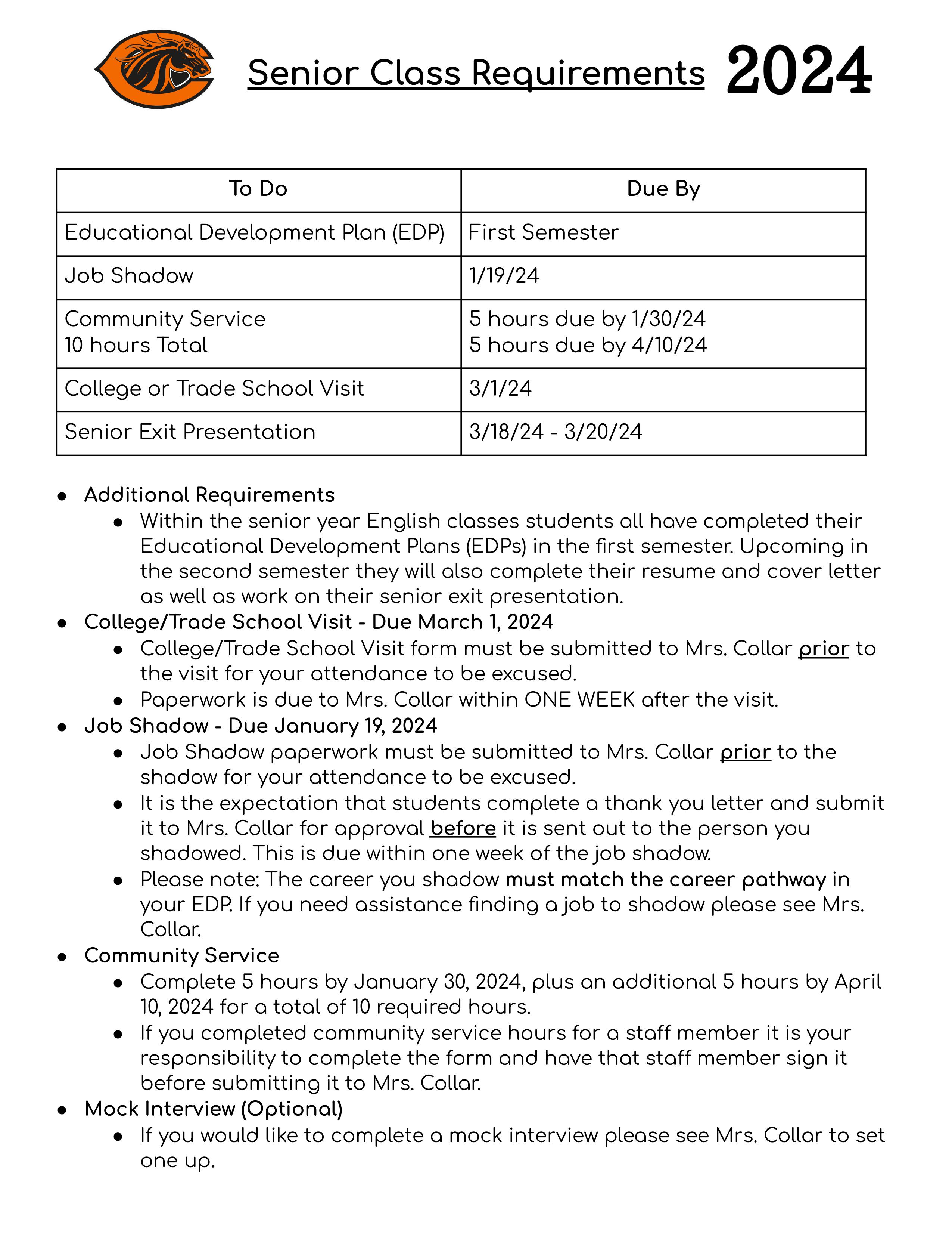 Senior Information | Clio High School