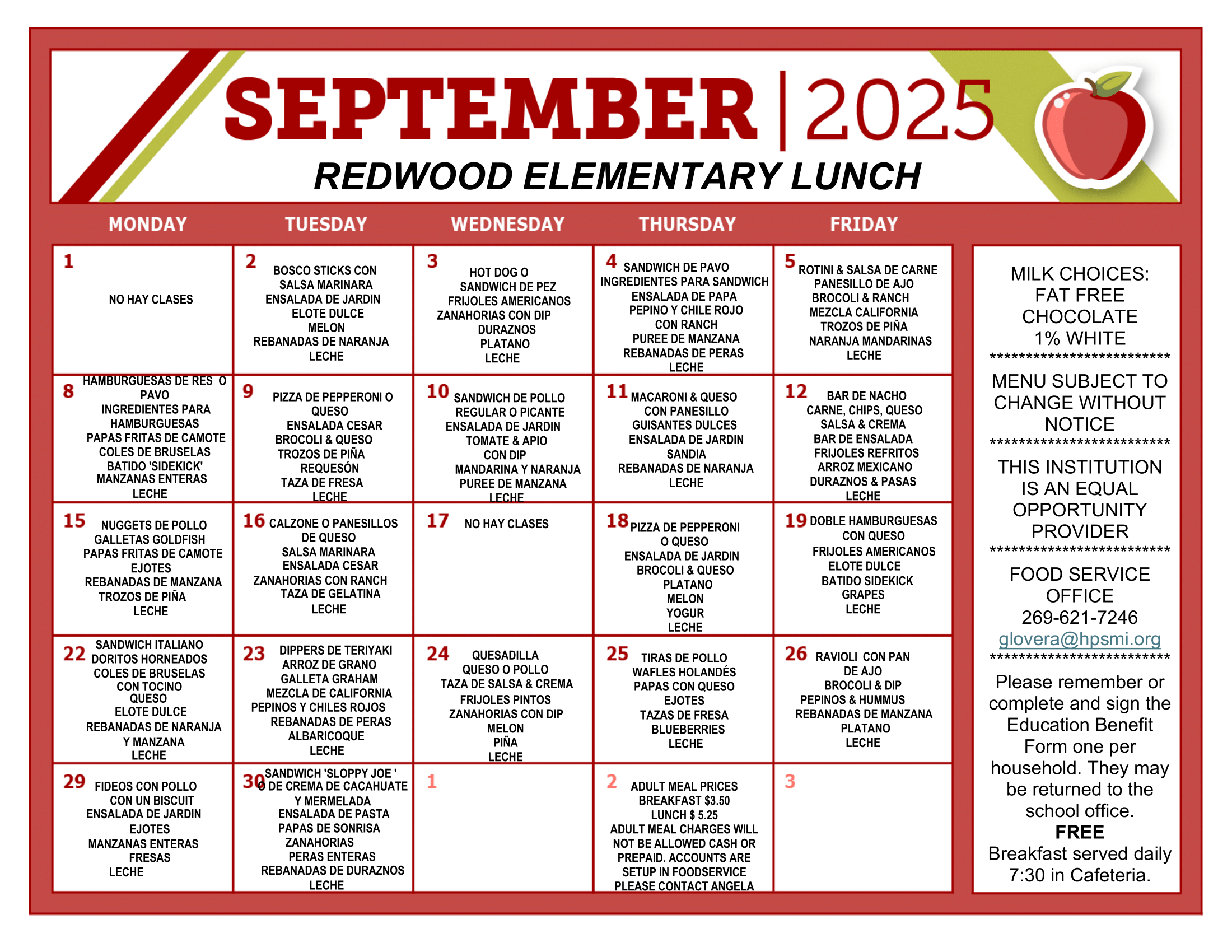 Food Services/Menus | Hartford Public Schools