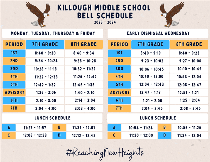 Bell Schedule | Killough Middle School