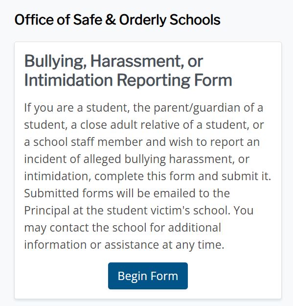 Anti-Bullying Reporting