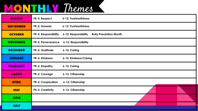 Monthly Themes | Robinson ISD