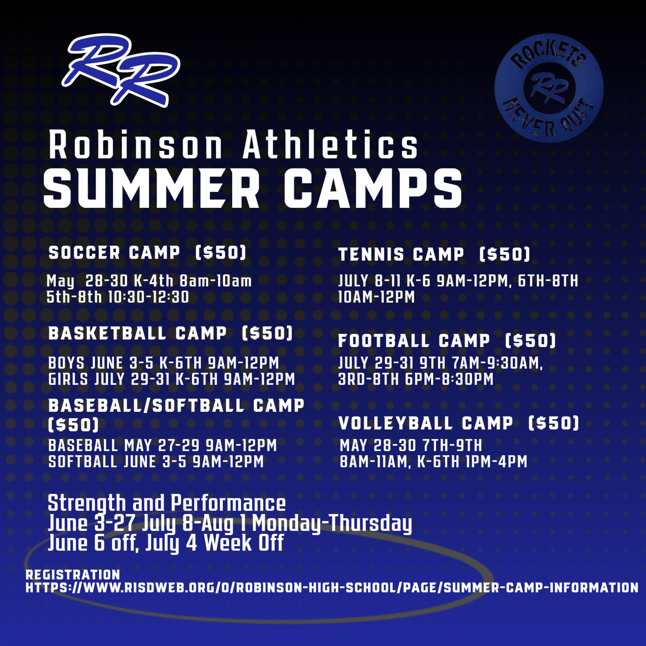 Athletic Camps Information | Robinson High School