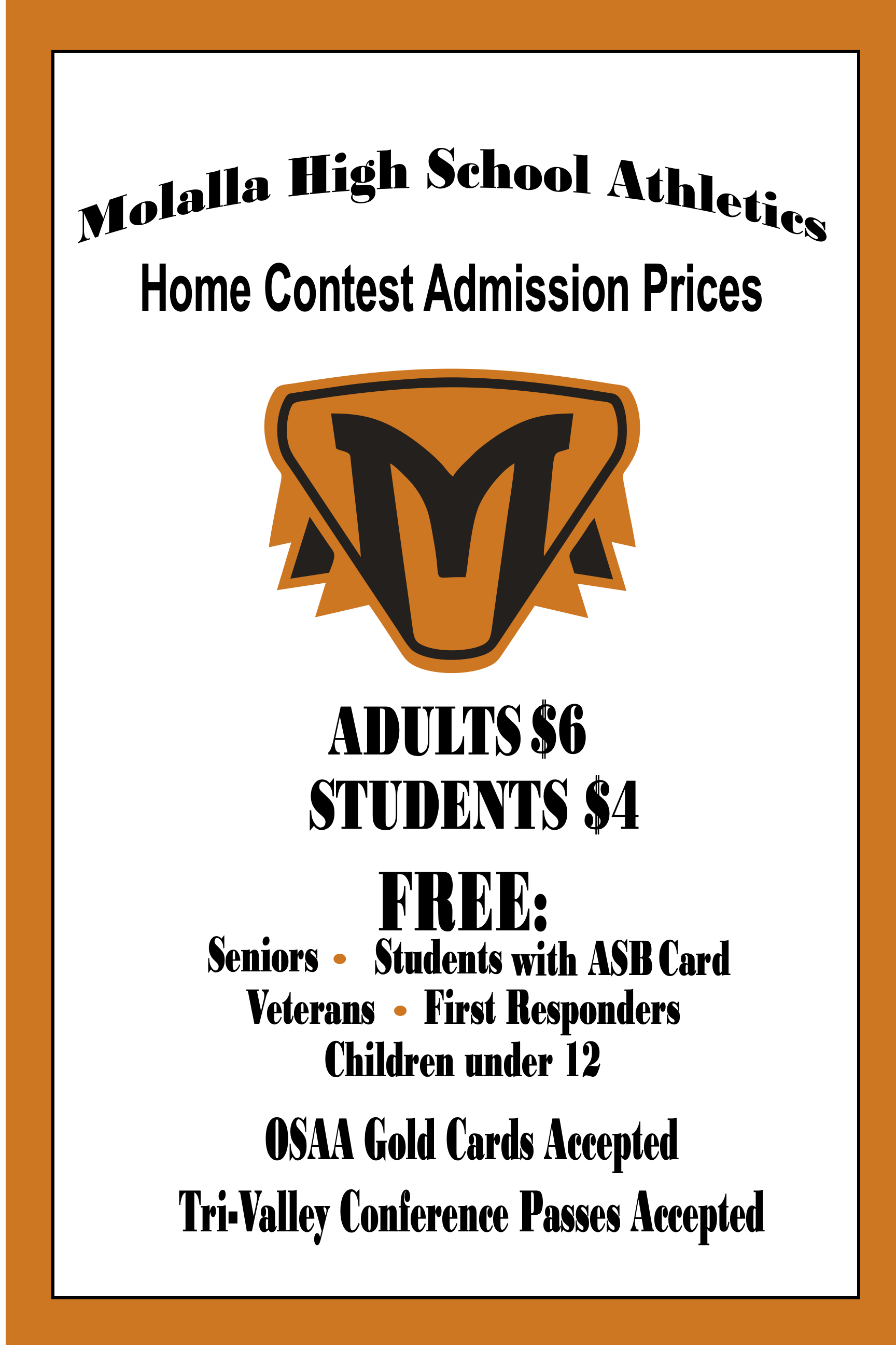Game Admission | Molalla High