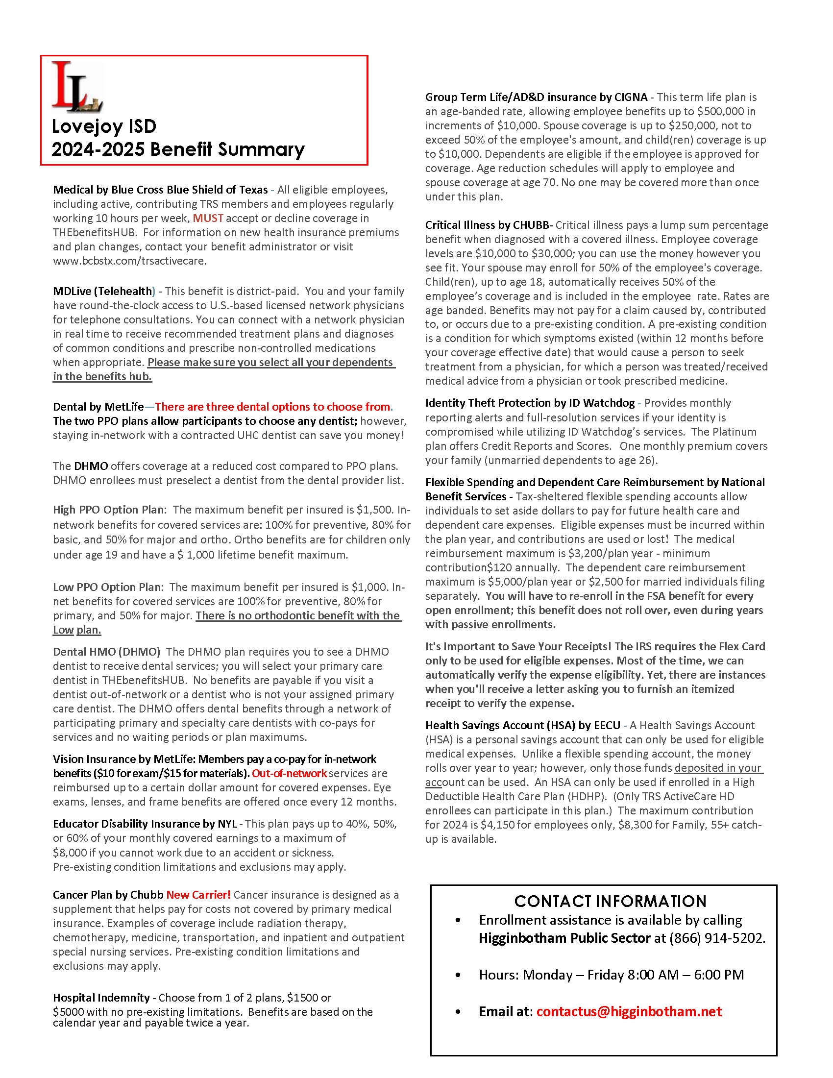 Benefits | Lovejoy ISD