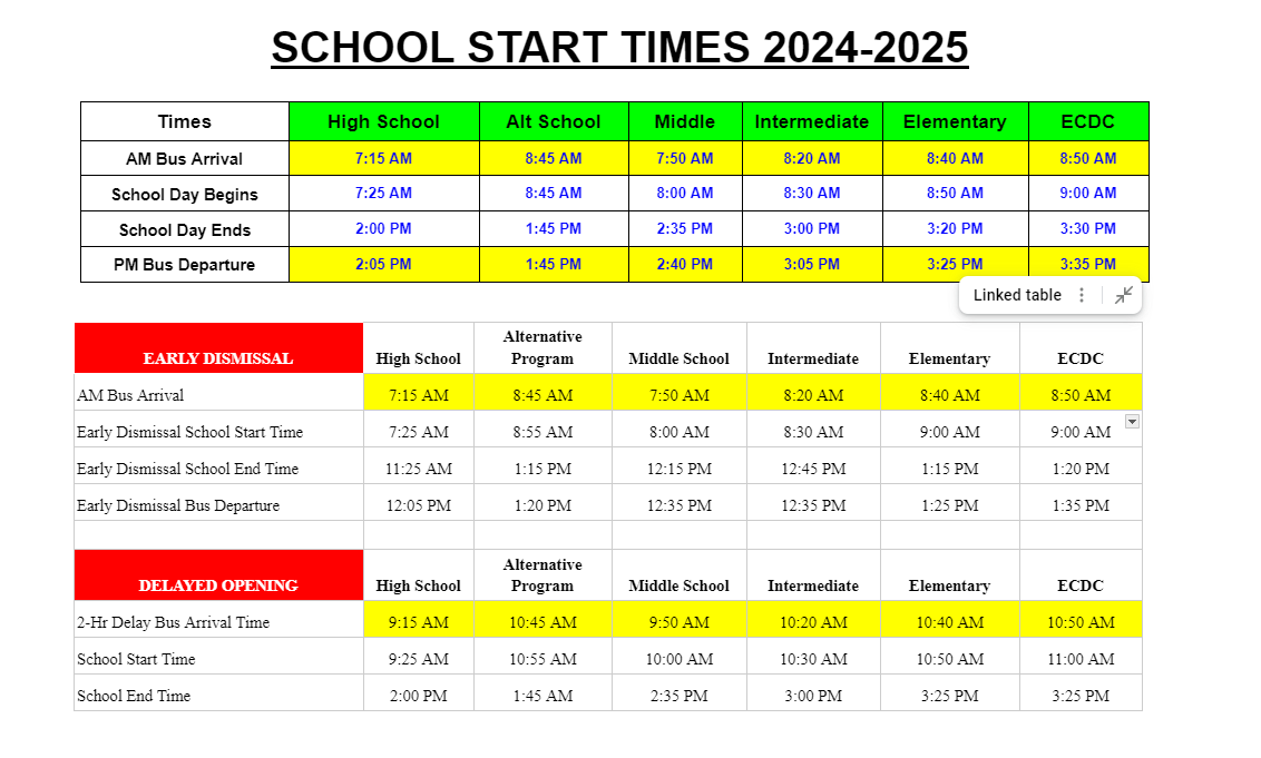 School Hours | James A. Cotten Intermediate School