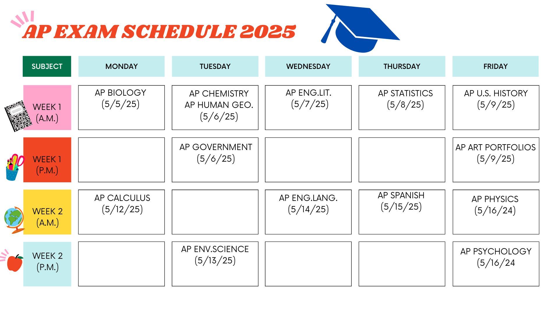 Testing Schedule | Airline High School