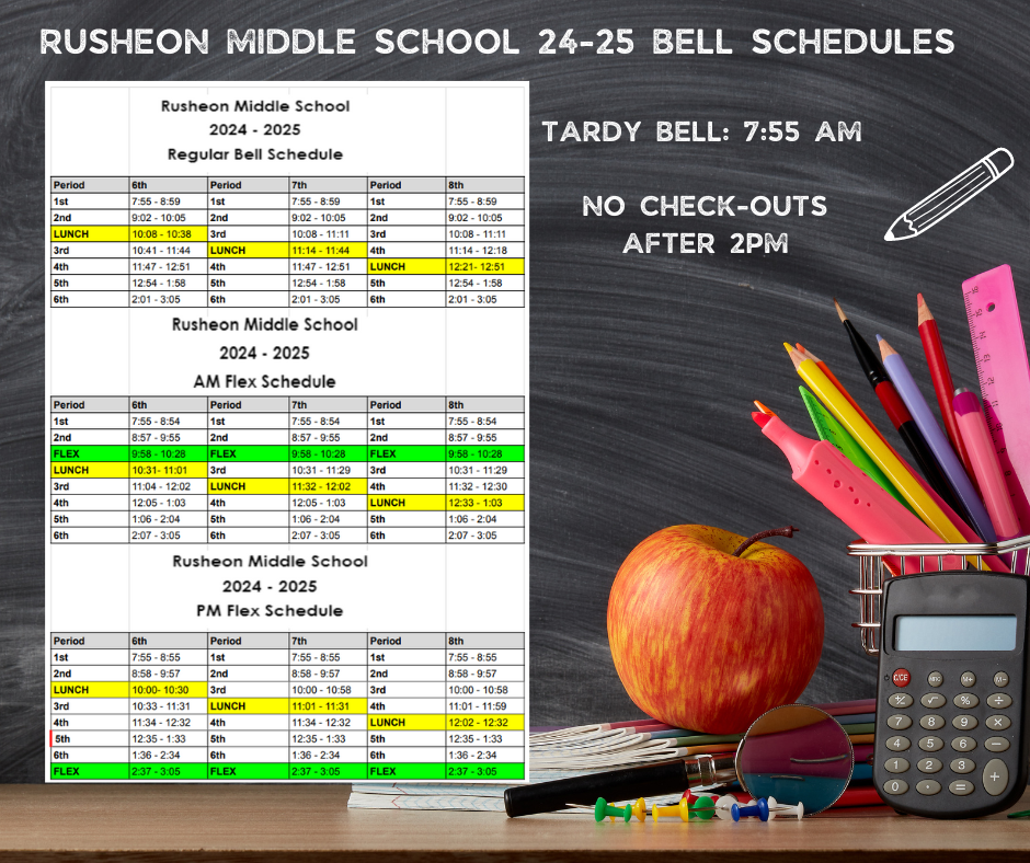 Bell Schedule | Rusheon Middle School