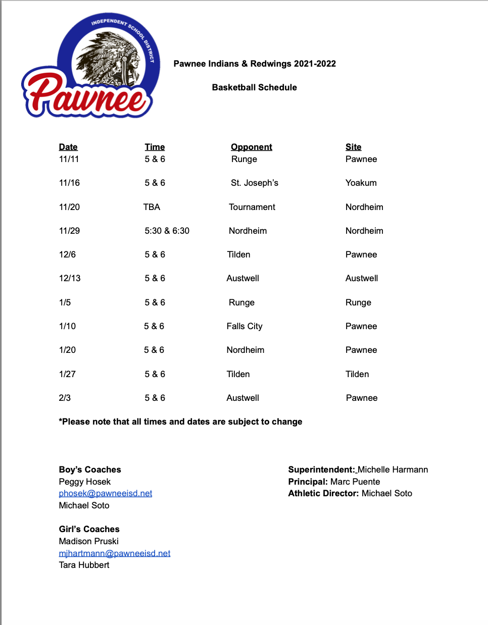 Basketball | Pawnee ISD