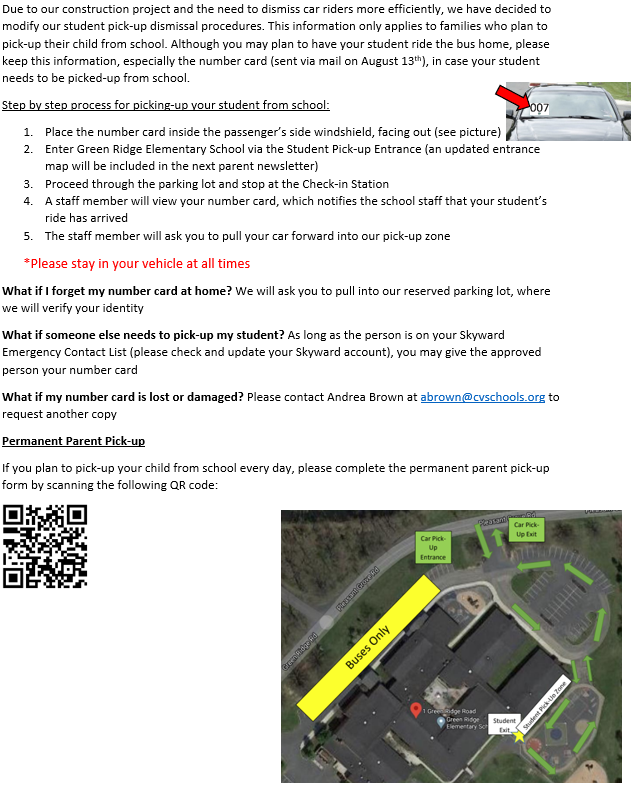 Student Arrival and Dismissal Information | Green Ridge Elementary School