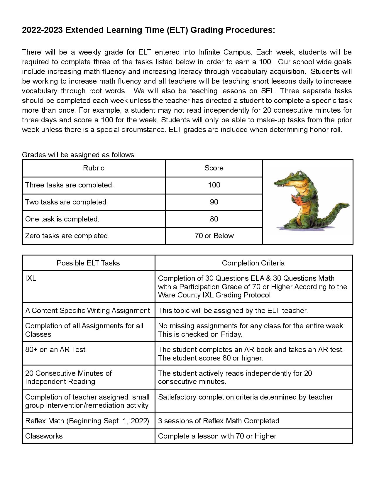 ELT (Extended Learning Time) Information | Ware County Middle School