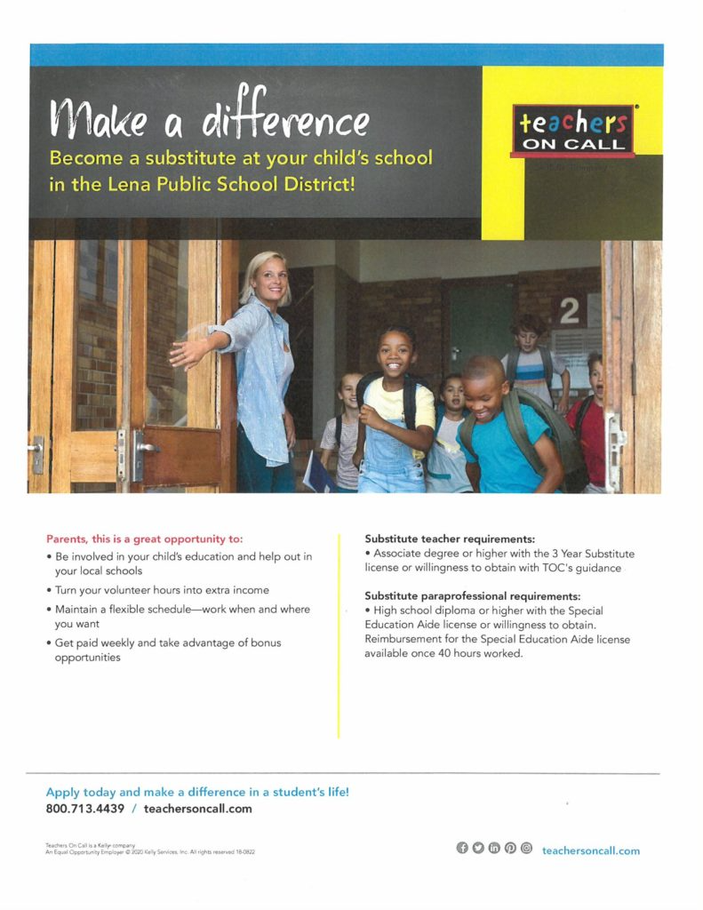 Substitute Teacher/ Aide Information | Lena School District