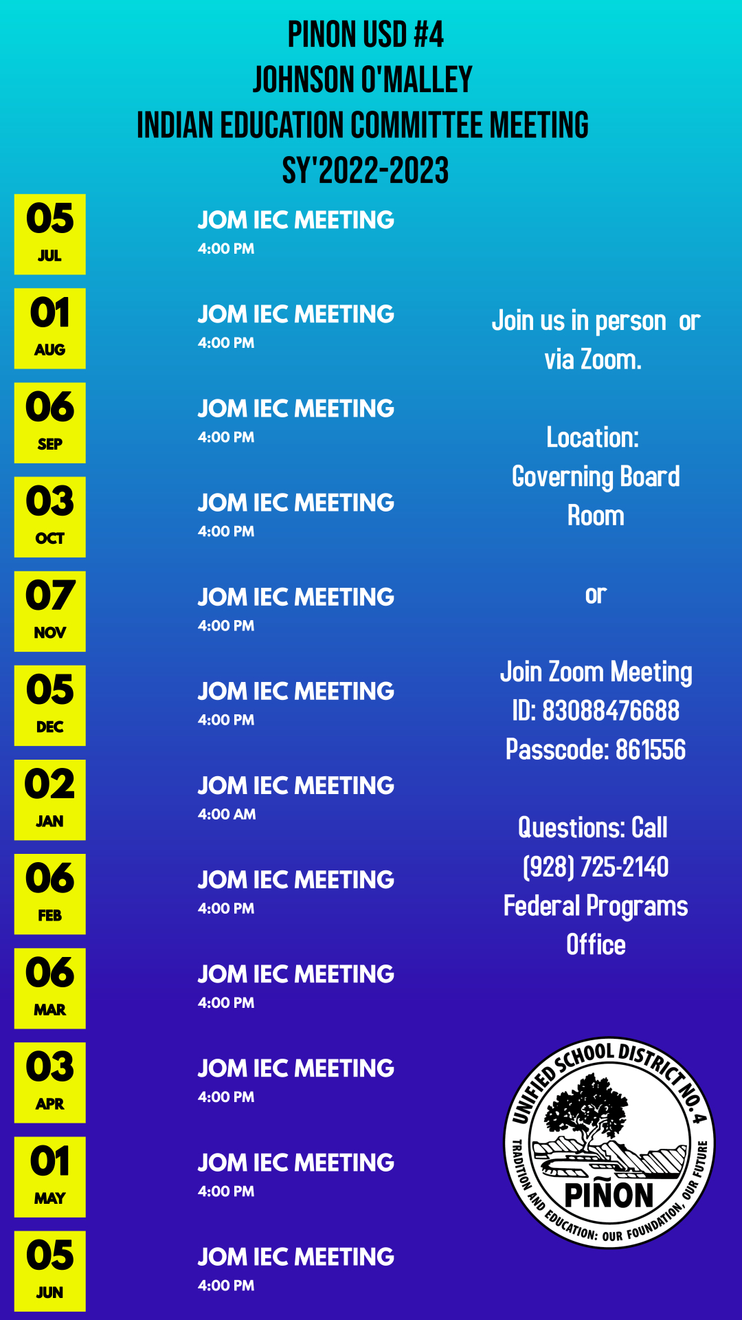 Johnson O'Malley Indian Education Committee | Piñon Unified School District